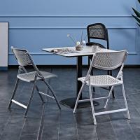 China Outdoor Banquet Events Plastic Metal Foldable White Black Dining Chair for Wedding Hotel for sale