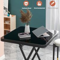 China Outdoor Table Metal Tempered Glass Square Round Folding Foldable Coffee Dining Table for sale