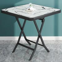 China Outdoor Table Metal Tempered Glass Square Round Folding Foldable Coffee Dining Table for sale