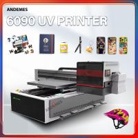 China ANDEMES UV-6090 Flatbed Printer with 600x900mm Printing Area, 3 I3200 Printheads and UV LED Curing System for sale