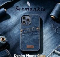 China Vintage Washed Denim Phone Case Collection Shockproof Drop Protection Textured Grip for sale