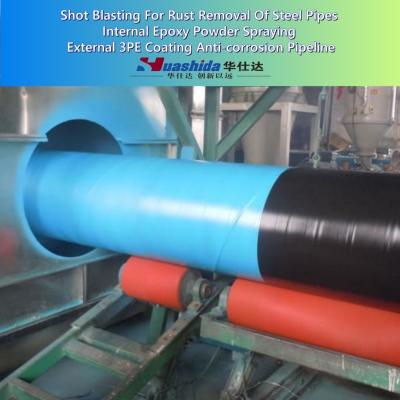 China Shot Blasting for Rust Removal Steel Pipes Internal Epoxy Powder Spraying and External 3PE Coating Anti-Corrosion Pipeline for sale
