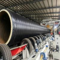 China PUR Spray PE Wrapping Pre-Insulated Steel Pipe Production Line for Oil Gas Chilled Water for sale