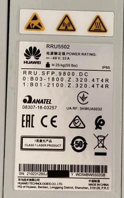 China HW RRU5502 02312BSJ WD5MBW5502GB TX1805-1880MHz/RX1710-1785MHz,TX2110-2170MHz/RX1920-1980MHz,-48VDC,9.8G,4T4R*2,4*80 for sale