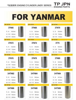 China EXCAVATOR ENGINE CYLINDER LINER SERIES FOR YANMAR for sale