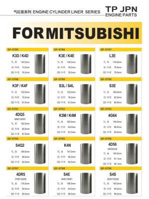 China EXCAVATOR ENGINE CYLINDER LINER SERIES FOR MITSUBISHI for sale