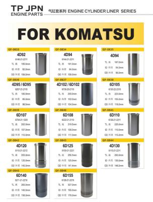 China EXCAVATOR ENGINE CYLINDER LINER SERIES FOR KOMATSU for sale