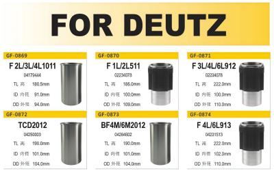 China EXCAVATOR ENGINE CYLINDER LINER SERIES FOR DEUTZ for sale