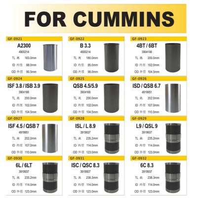 China EXCAVATOR ENGINE CYLINDER LINER SERIES FOR CUMMIN S for sale