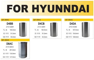 China EXCAVATOR ENGINE CYLINDER LINER SERIES FOR HYUNNDAI for sale