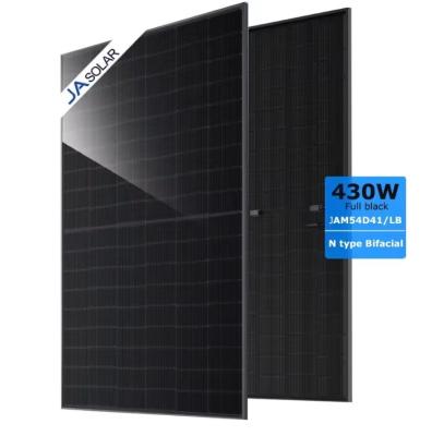 China JA Solar Panel JAM54D41 430W-455W PV Half Cell Full Black Module for Solar Power System for sale
