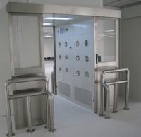China 1.2mm Stainless Steel Air Shower Tunnel Infrared Auto Sliding Doors for sale