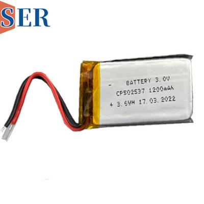 China CP502537 Ultra Thin Lithium Battery 3.0V 1200mAh 5.0mm Thickness Primary Li-MnO2 Cell for sale