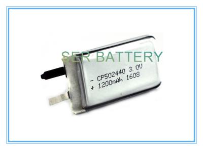 China CP502440 3.0V 1200mAh Flat Lithium Polymer Battery - 5.2x24x41mm Custom Shape for sale