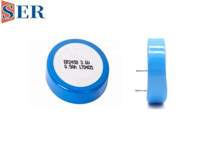 China ER2450 Li SOCl2 Battery 3.6V 500mAh Buckle Type Non-Rechargeable Wafer Cell for sale