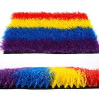 China Artificial Synthetic Turf Carpet Green Garden Lawn Rainbow Grass for sale
