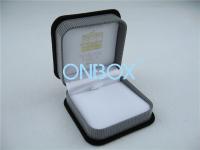 China Black / Grey Pendant Leather Jewelry Boxes With Velveting Lining for sale