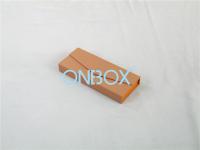 China Folding Printed Pen Packaging Box Brown Wooden Leatherette 190x80x28mm for sale