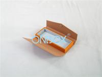 China Folding Printed Pen Packaging Box Brown Wooden Leatherette 190x80x28mm for sale