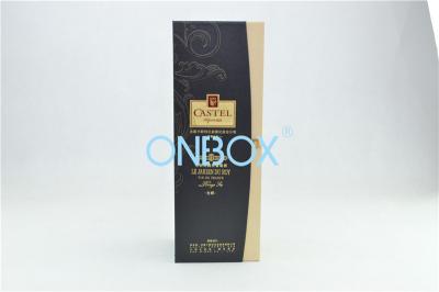 China Dark Blue Cardboard Wine Box with Flocking Blister Insert 115x92x330mm for sale