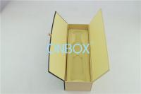 China Dark Blue Cardboard Wine Box with Flocking Blister Insert 115x92x330mm for sale