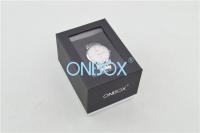 China Rigid Cardboard Single Watch Box 83x114x75mm with PVC Window and Hot Stamping Logo for sale