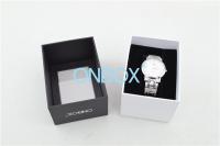 China Rigid Cardboard Single Watch Box 83x114x75mm with PVC Window and Hot Stamping Logo for sale
