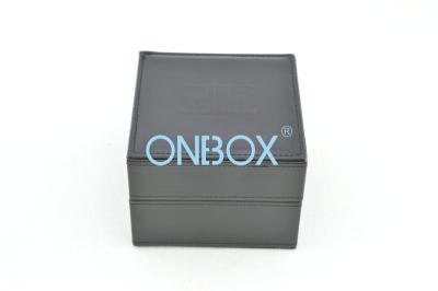 China Luxury PU Leather Single Watch Box 113x113x85mm Custom Logo Black Mens Watch Case for sale