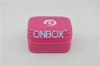 China Custom Pink PU Leather Cosmetic Box with Ring Slots 105x75x65mm for sale