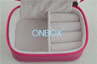 China Custom Pink PU Leather Cosmetic Box with Ring Slots 105x75x65mm for sale