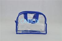 China Small Portable Clear PVC Makeup Bag 215x60x155mm with Zipper Closure Custom Logo for sale