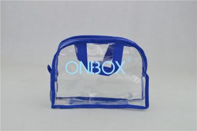 China Small Portable Clear PVC Makeup Bag 215x60x155mm with Zipper Closure Custom Logo for sale