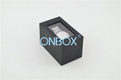 China Black Touch Cardboard Watch Box 60x100x62mm Single Watch Window Top for sale