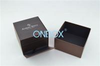 China Luxury MDF Watch Box 200x200x180mm with Metal Hinge and Grained Paper Exterior for sale