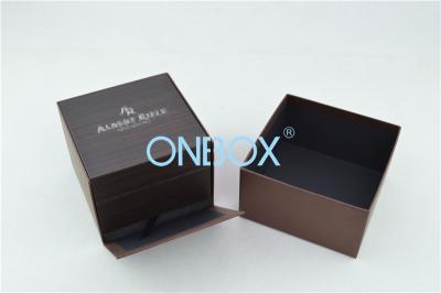 China Luxury MDF Watch Box 200x200x180mm with Metal Hinge and Grained Paper Exterior for sale