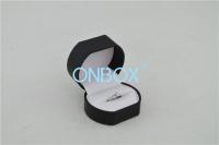 China Customizable Single Ring Jewelry Box 55x50x40mm Black Touch Paper White Suede Lining for sale