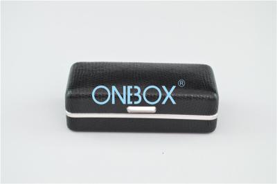 China Custom Metal Cufflink Presentation Box 95x45x30mm Black PU Leather with Decorative Borders for sale