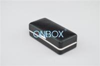China Custom Metal Cufflink Presentation Box 95x45x30mm Black PU Leather with Decorative Borders for sale