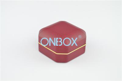 China Octagonal PU Leather Jewelry Gift Box with LED Light 75x75x46mm Customizable for sale