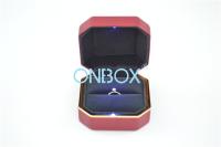 China Octagonal PU Leather Jewelry Gift Box with LED Light 75x75x46mm Customizable for sale