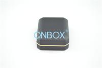China Luxury LED Jewelry Box 70x90mm Black PU Leather Pendant Display Case with Gold Borders for sale