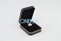 China Luxury LED Jewelry Box 70x90mm Black PU Leather Pendant Display Case with Gold Borders for sale