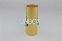 China Gold Emboss Leather Cardboard Makeup Brush Cylinder Tube Case 65x175mm Snap Buckle for sale