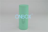 China Custom Light Green Leather Cosmetic Brush Set Box 65x175mm with Buckle for sale