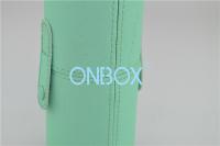 China Custom Light Green Leather Cosmetic Brush Set Box 65x175mm with Buckle for sale