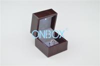 China Luxury Square LED Display Single Ring Jewelry Box 62x62x58mm Dark Brown PU Leather for sale