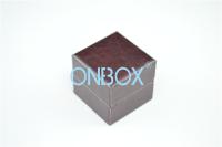 China Luxury Square LED Display Single Ring Jewelry Box 62x62x58mm Dark Brown PU Leather for sale