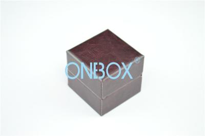China Luxury Square LED Display Single Ring Jewelry Box 62x62x58mm Dark Brown PU Leather for sale