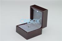 China LED Light Personalised Luxury Leather Jewelry Boxes Dark Brown Environment Friendly for sale