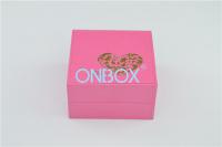 China Custom Pink Paper Square Gift Box with Heart Shaped Velvet Insert 90x90x50mm for sale